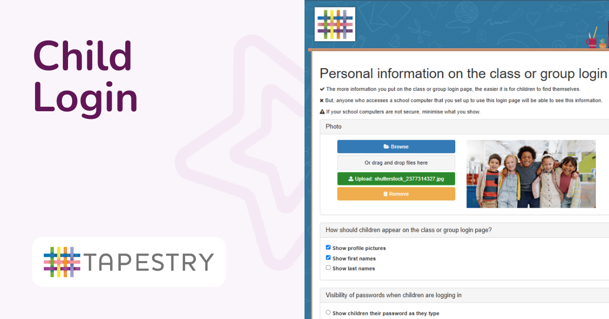 Child Login - Tapestry Features